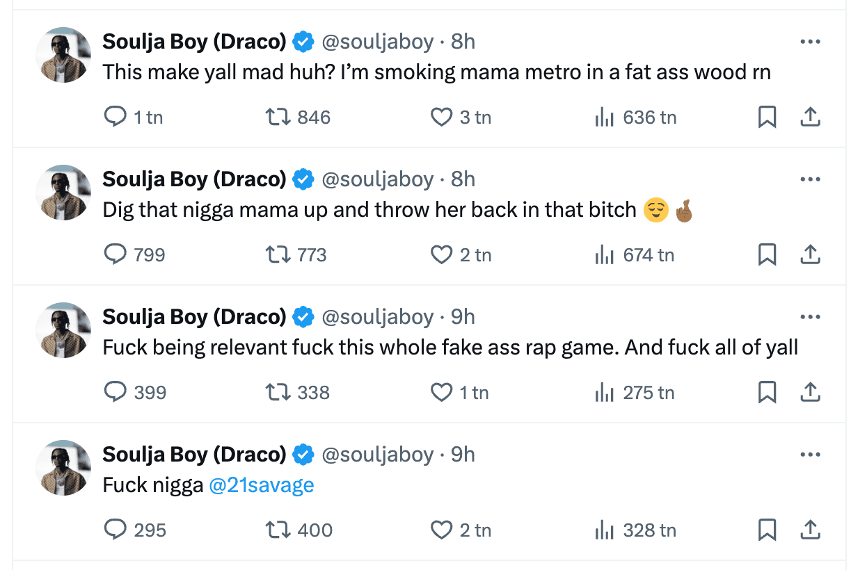 Soulja Boy startar beef med Metro Boomin & 21 Savage - Dopest